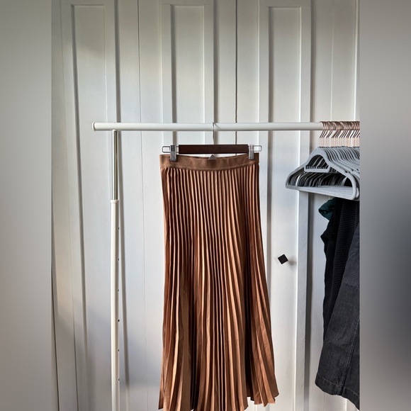 H&M | Skirts | Hm Tan Aline Pleated Skirt | Poshmark